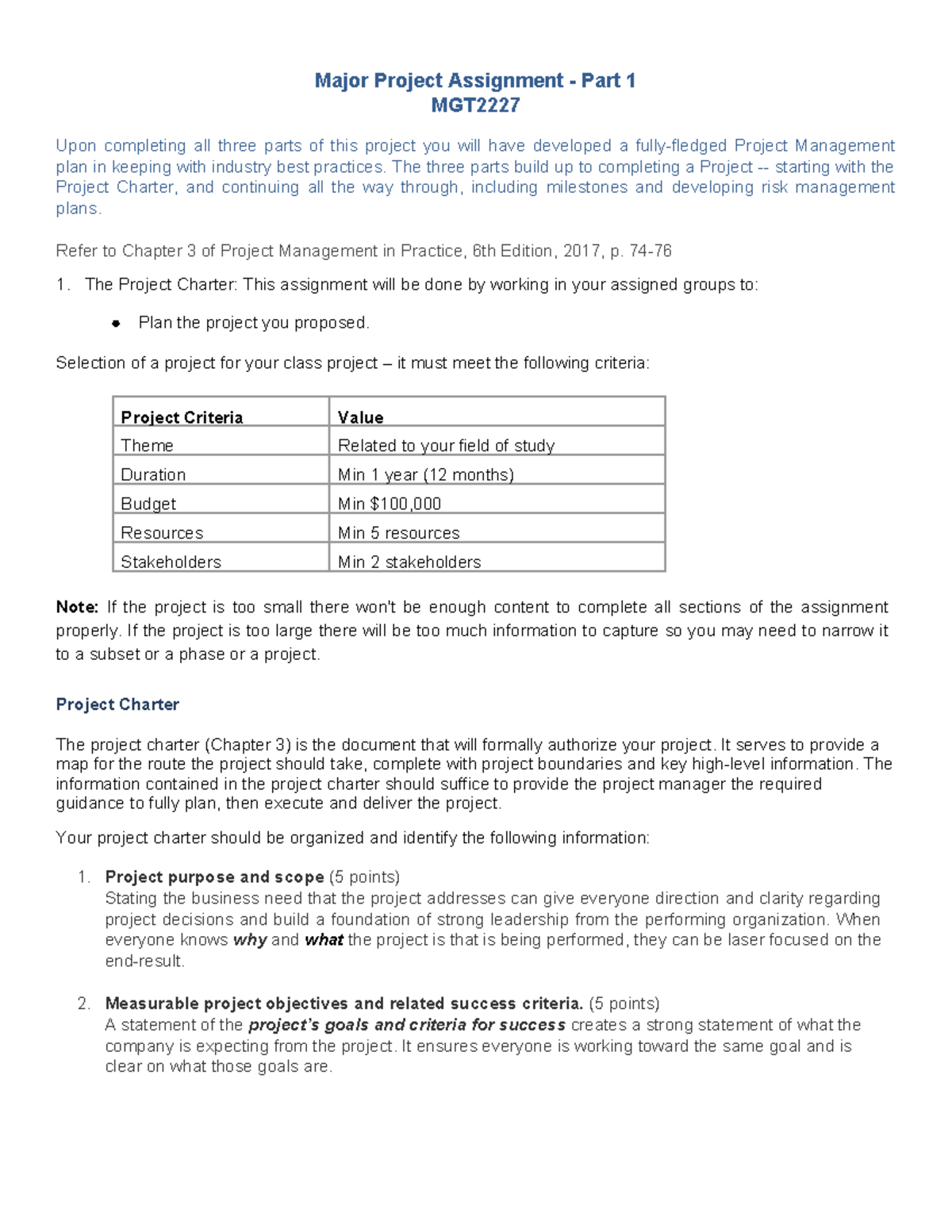 Major Project Assignment - Part 1 - Template - Major Project Assignment ...