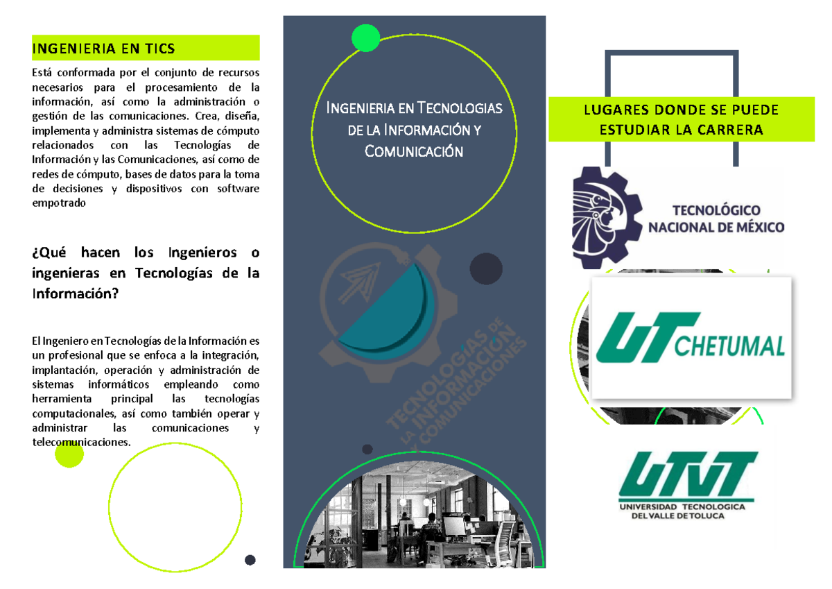 Triptico - tríptico de escuela - INGENIERIA EN TICS Est· conformada por ...