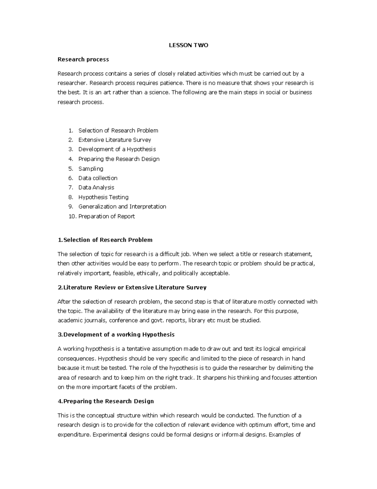 Lesson Two - the best - LESSON TWO Research process Research process ...