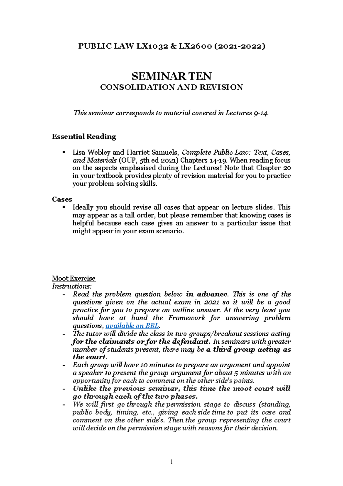 Seminar 10 - new final - PUBLIC LAW LX1032 & LX2600 (2021-2022) SEMINAR ...