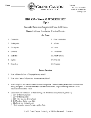 BIO-457-Week #5 Worksheet - Name: ________________ Pientak BIO-457 ...