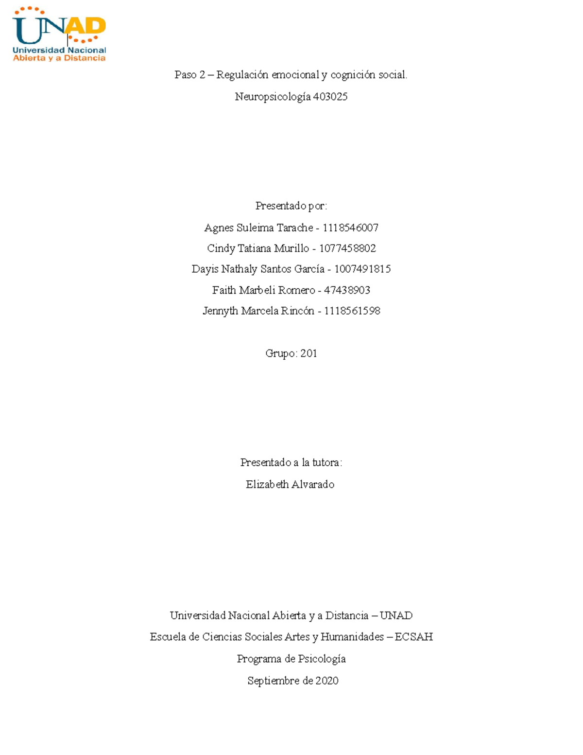 Paso 2 Regulación Emocional Y Cognición Social Colaborativo Grupo 201
