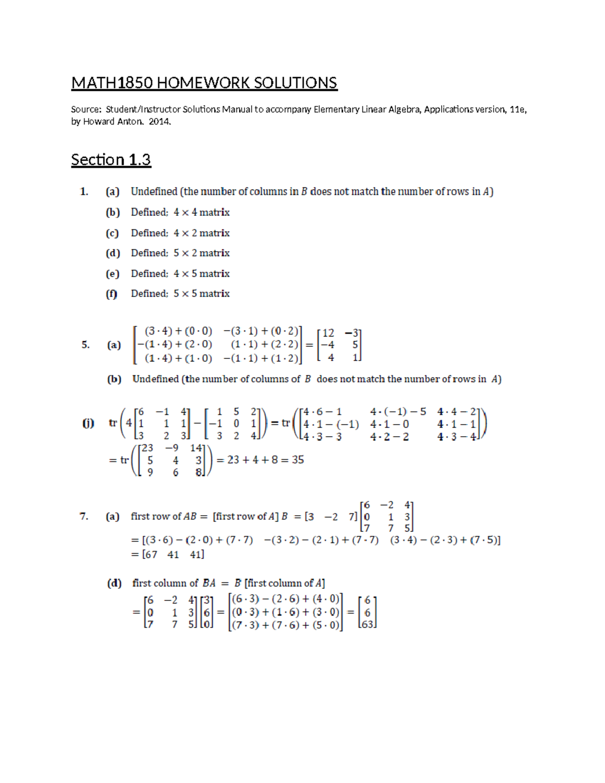 M1850w2 hwsol F21 - solutions - MATH1850 HOMEWORK SOLUTIONS Source ...