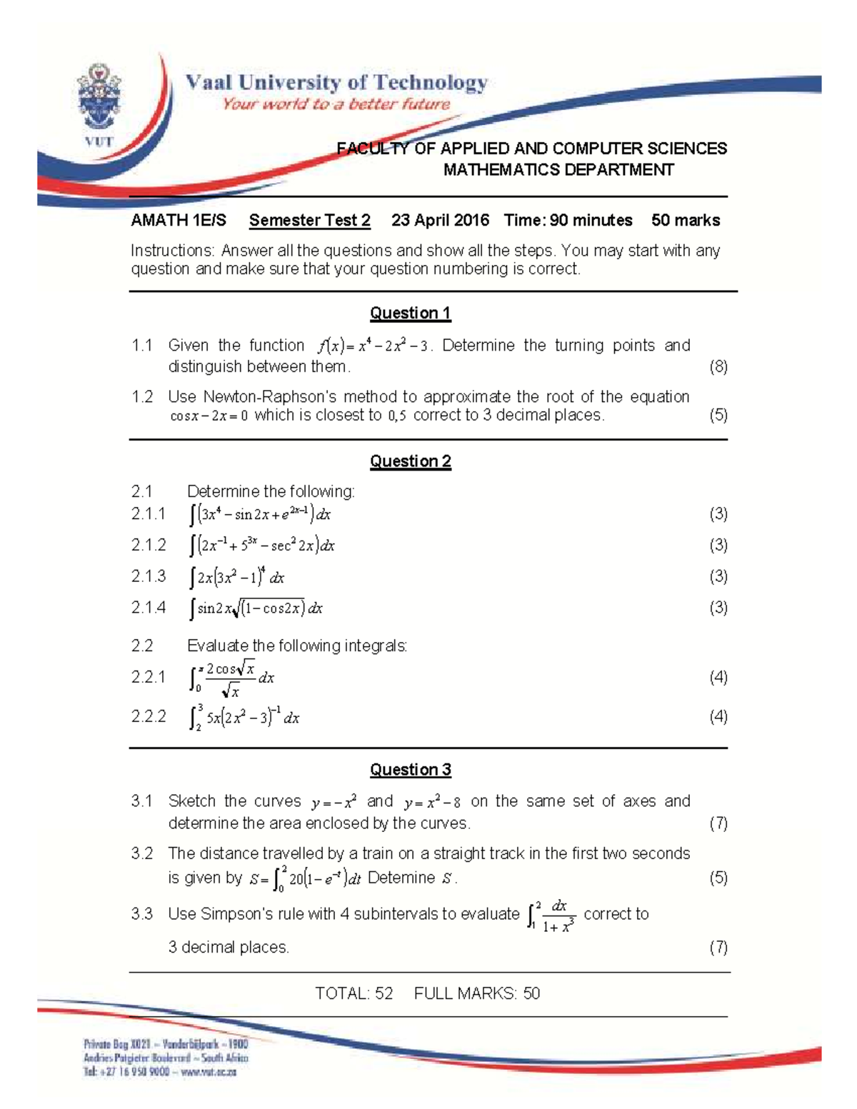 2016-Sem1- Amath 1E-Sem test2-questions-1 - AMATH1E Page 1 AMATH1E Page ...