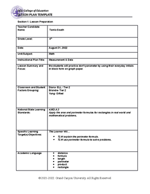 570-algebra lesson plan week 1 - Suzette Green Grand Canyon University ...