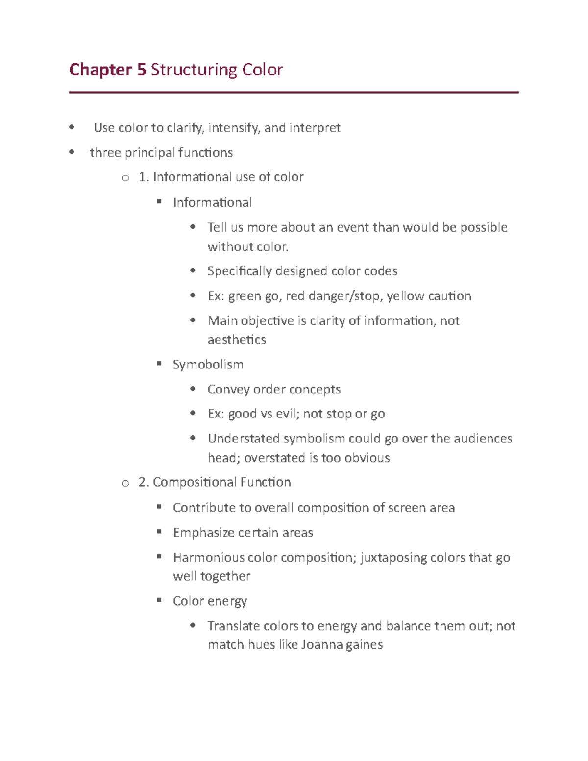 Chapter 5 Structuring Color - Chapter 5 Structuring Color Use color to ...
