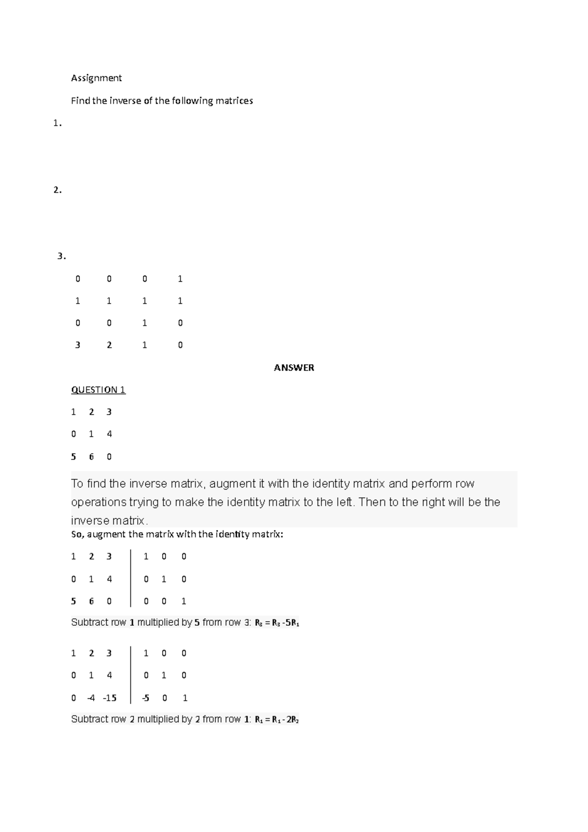 Assignment CMP416 12 2022 - Assignment Find the inverse of the ...