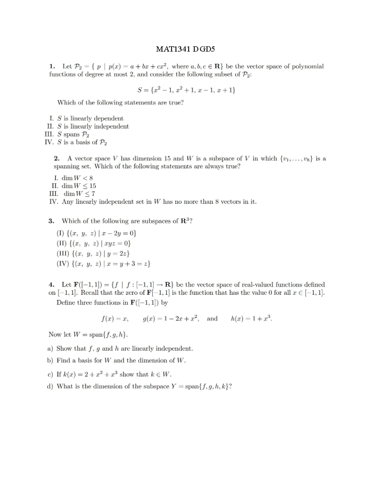 DGD5 - assignment - MATH 2130 - MAT1341 DGD - Studocu