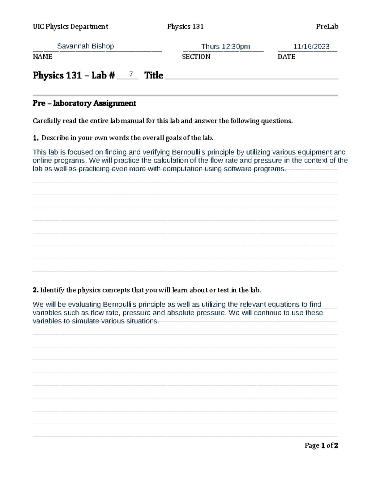 Phys131 - Prelab Template(1)(10) - UIC Physics Department Physics 131 ...