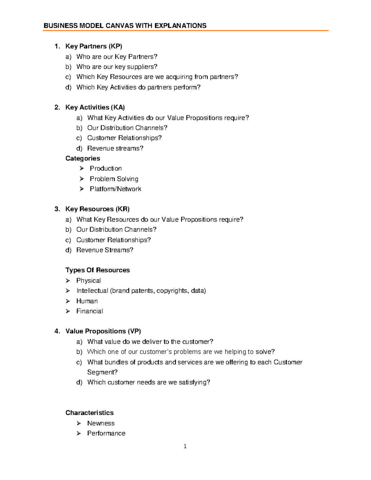 1. BMC- Explanation - BUSINESS MODEL CANVAS WITH EXPLANATIONS 1. Key ...