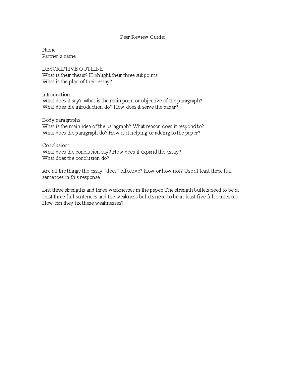 Peer Review Guide BU - Peer Review Guide: NamePartner’s name ...