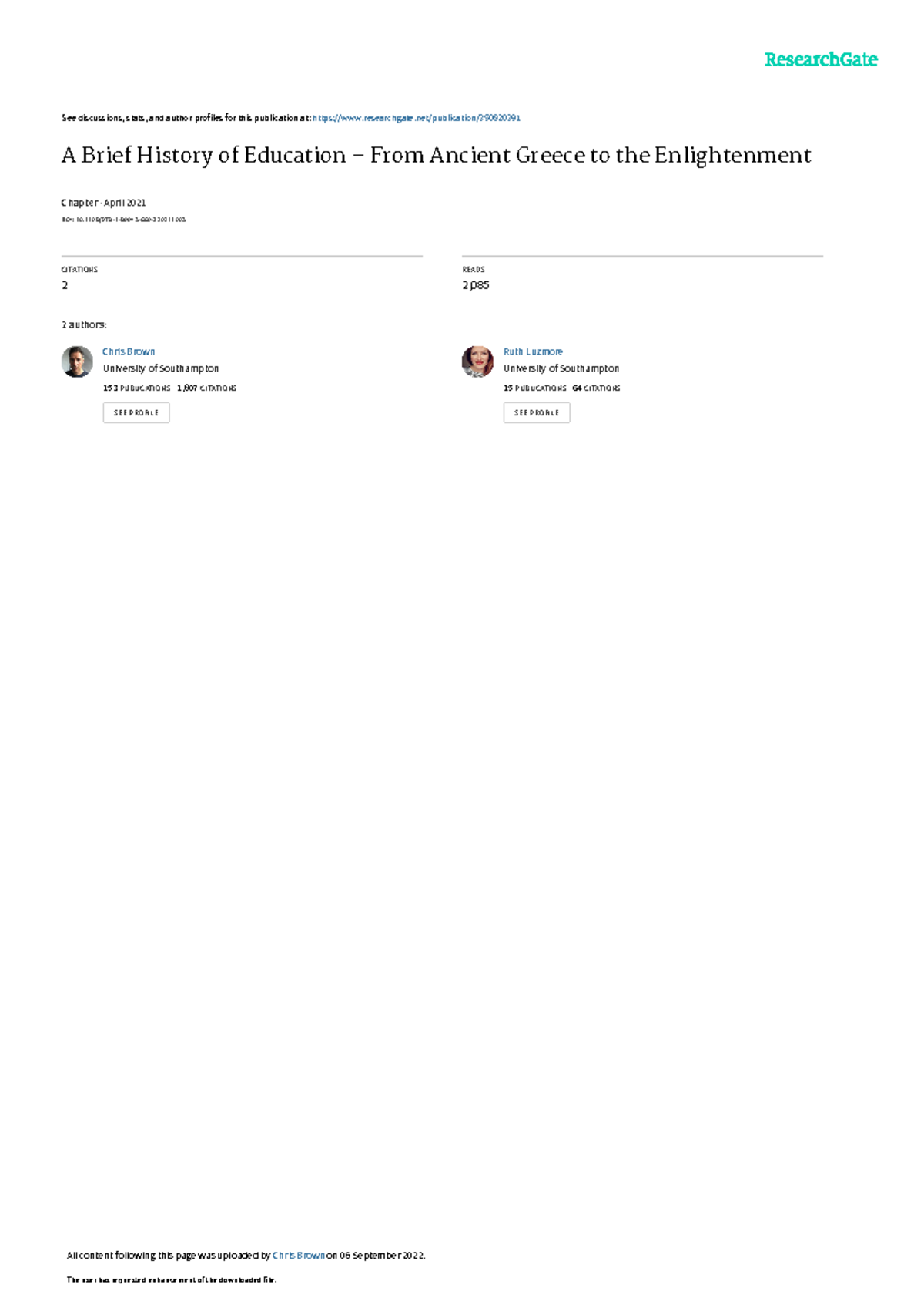 Brief hist of education from Greece - See discussions, stats, and ...