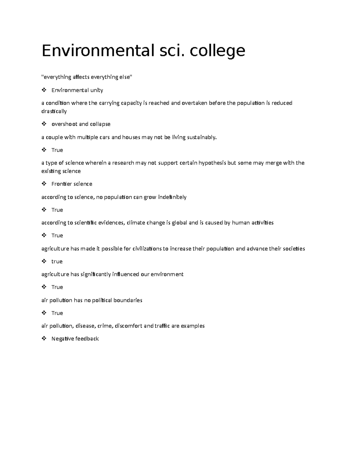 Environmental sci college answer key not all answer just some ...