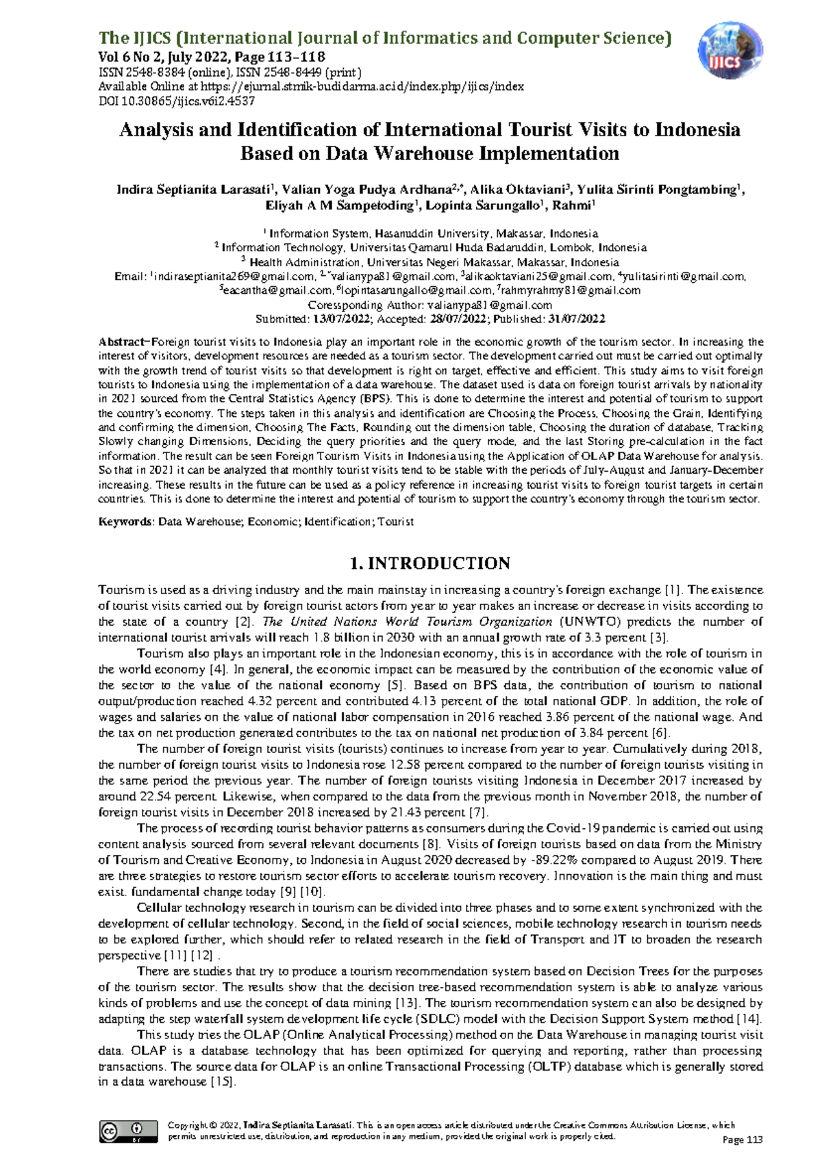 ASM654 Article Individual - Vol 6 No 2 , July 2022 , Page 113 − 118 ISSN 2548-8384 (online ...