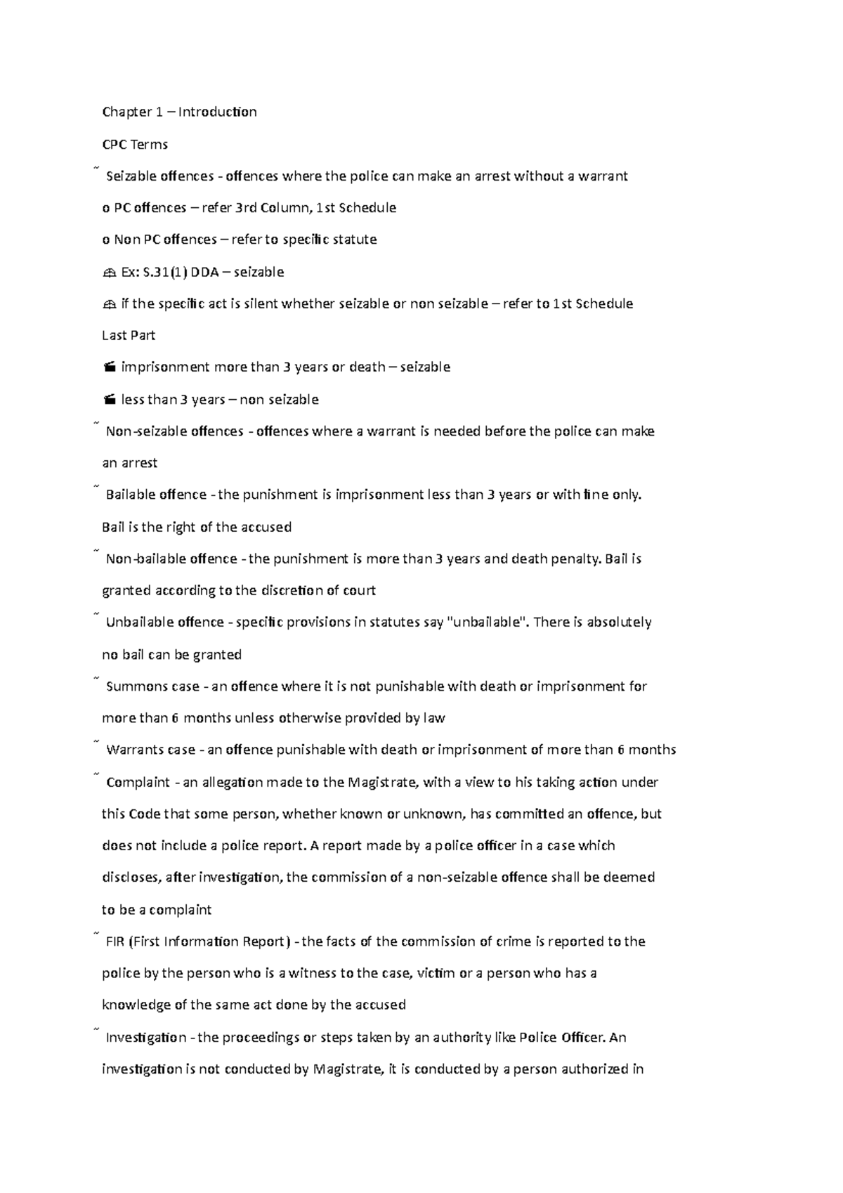 Intro UCP - Chapter 1 – Introduction CPC Terms Seizable ofences ...