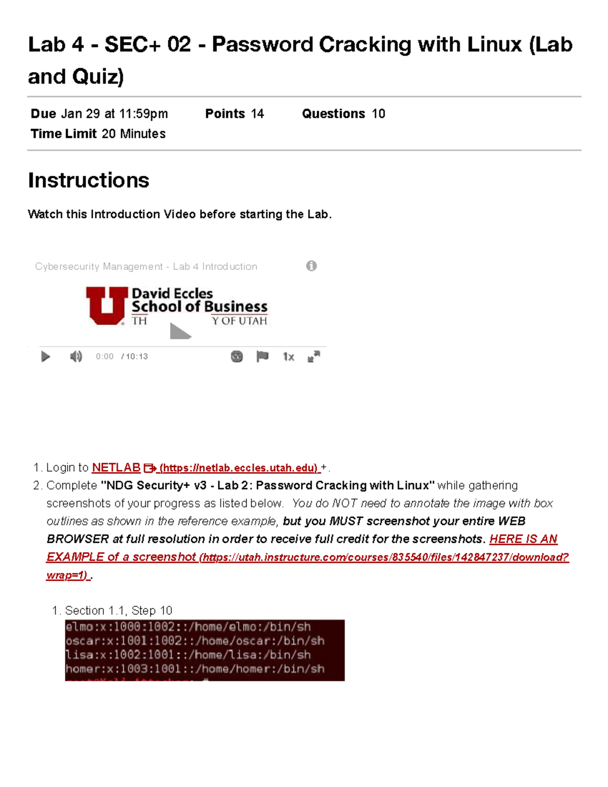 Lab 4 Sec 02 Password Cracking With Linux Lab And Quiz Is 6570