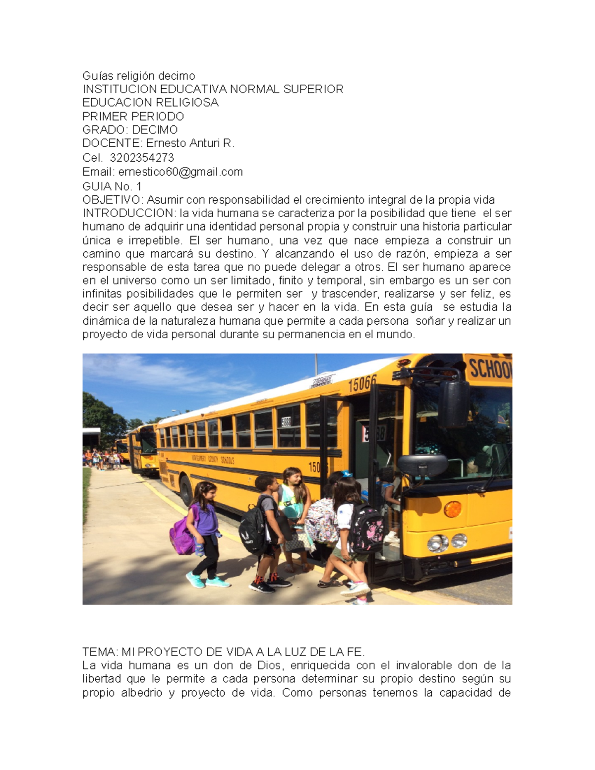 Guías 1 religión decimo - Guías religión decimo INSTITUCION EDUCATIVA ...
