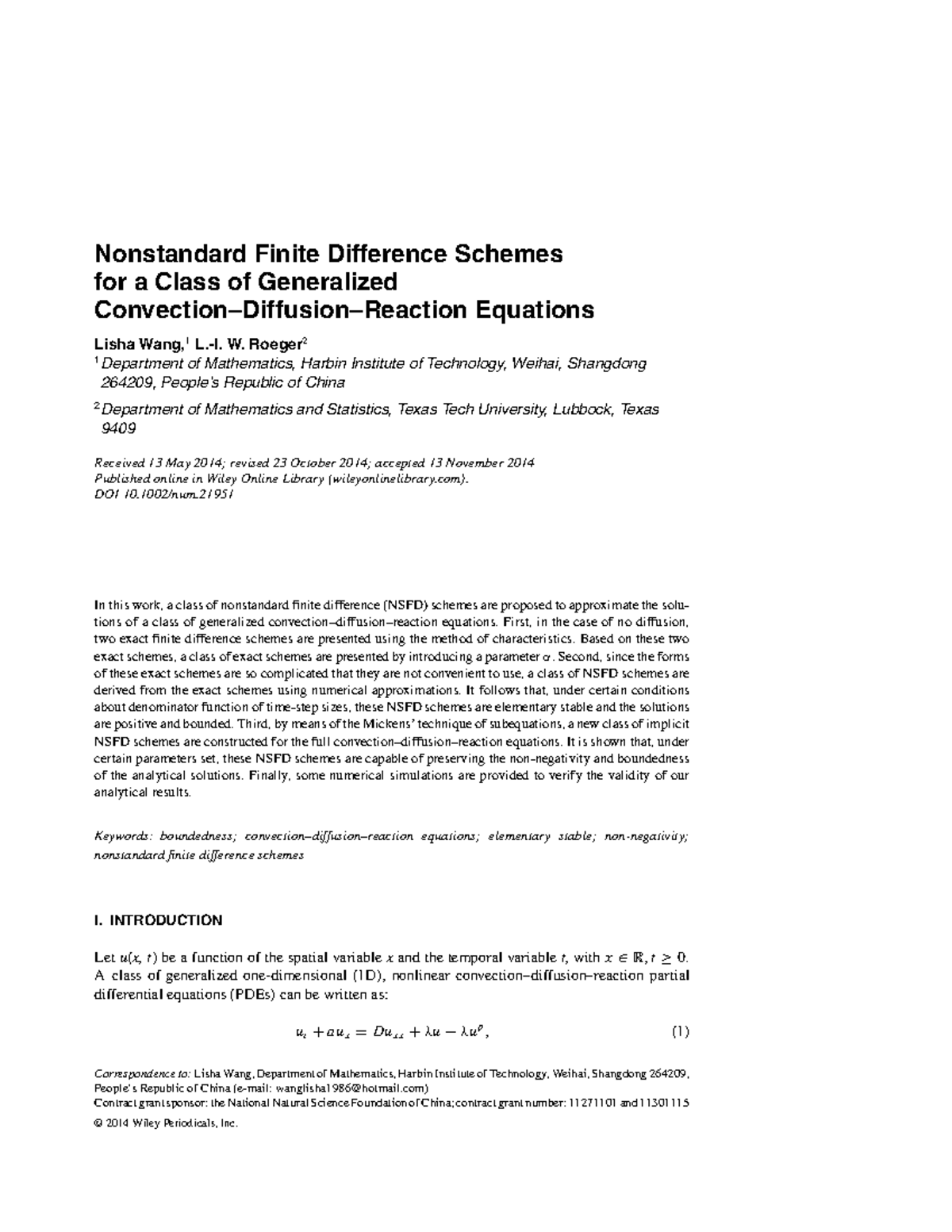 10.1002num.21951 - slay - Nonstandard Finite Difference Schemes for a Class of Generalized - Studocu
