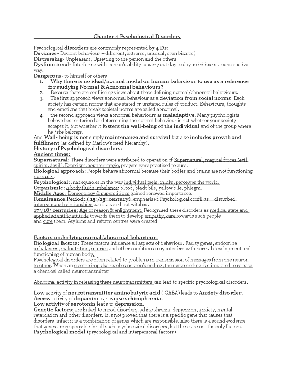 Chapter 4 Psychological Disorders - Chapter 4 Psychological Disorders ...