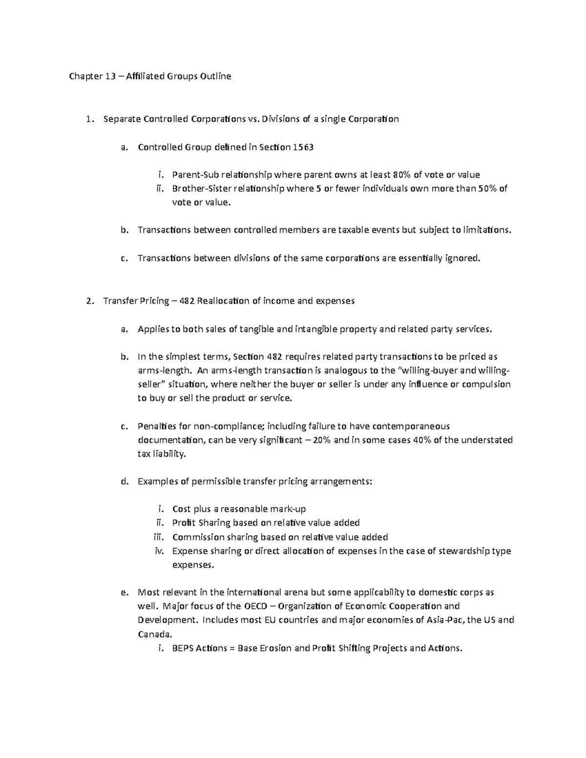 Chapter 13 - Chapter 13 – Affiliated Groups Outline Separate Controlled ...