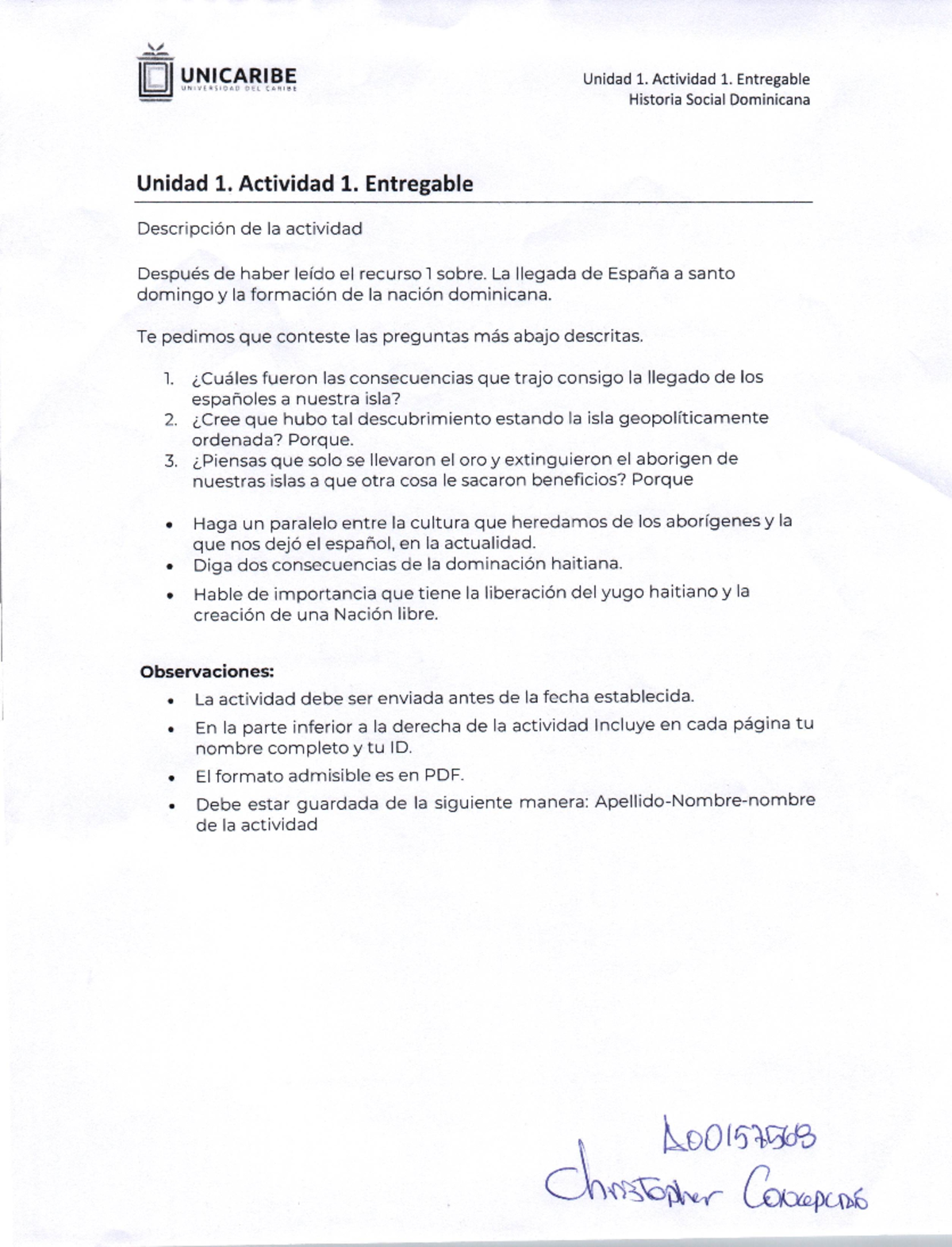 unidad 1 organizar - UNICARIBE Unidad 1. Actividad 1. Entregable UNIVERSIDAD DEL CARIBE Historia ...