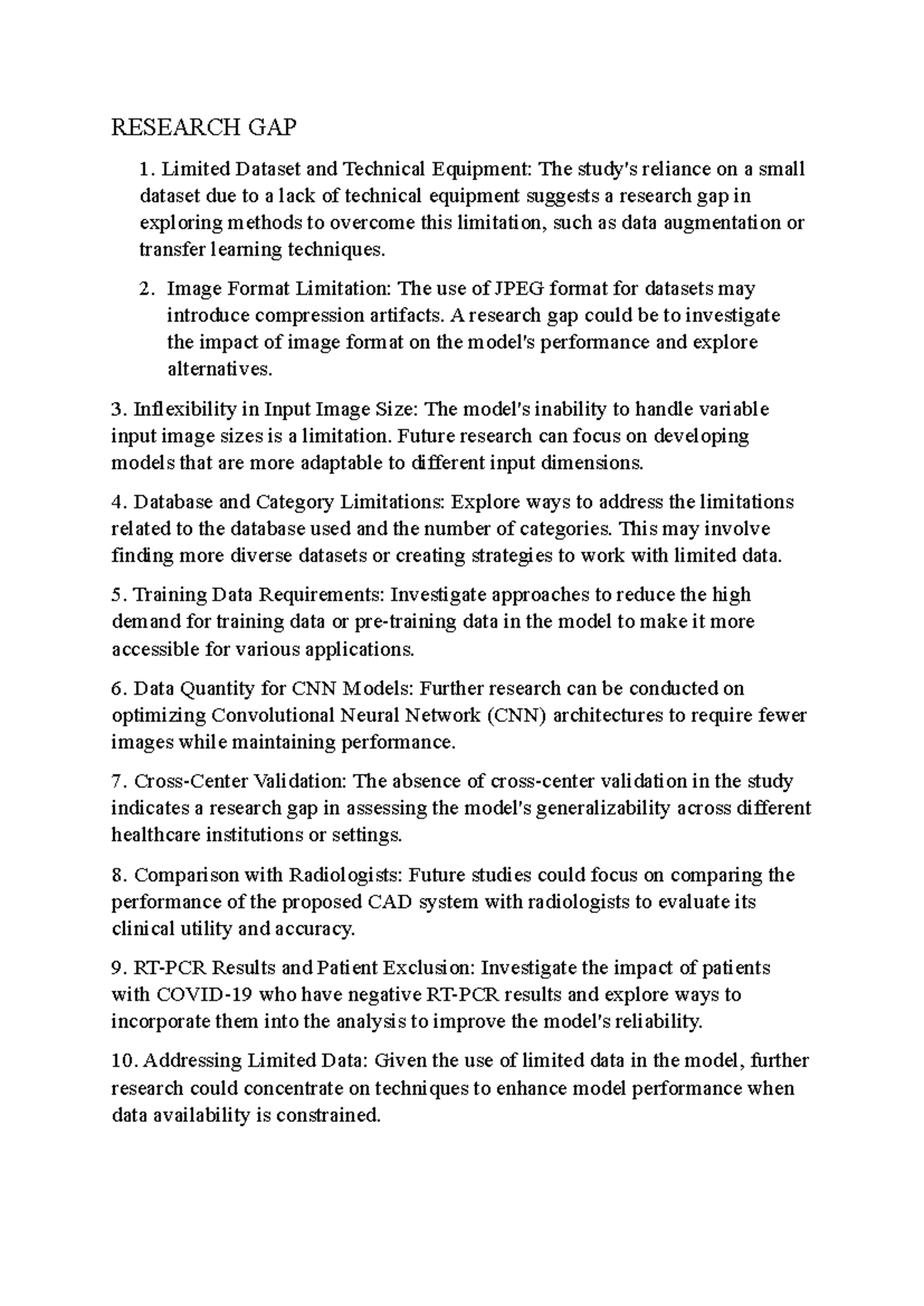 Research GAP - hello nnnn - RESEARCH GAP 1. Limited Dataset and ...