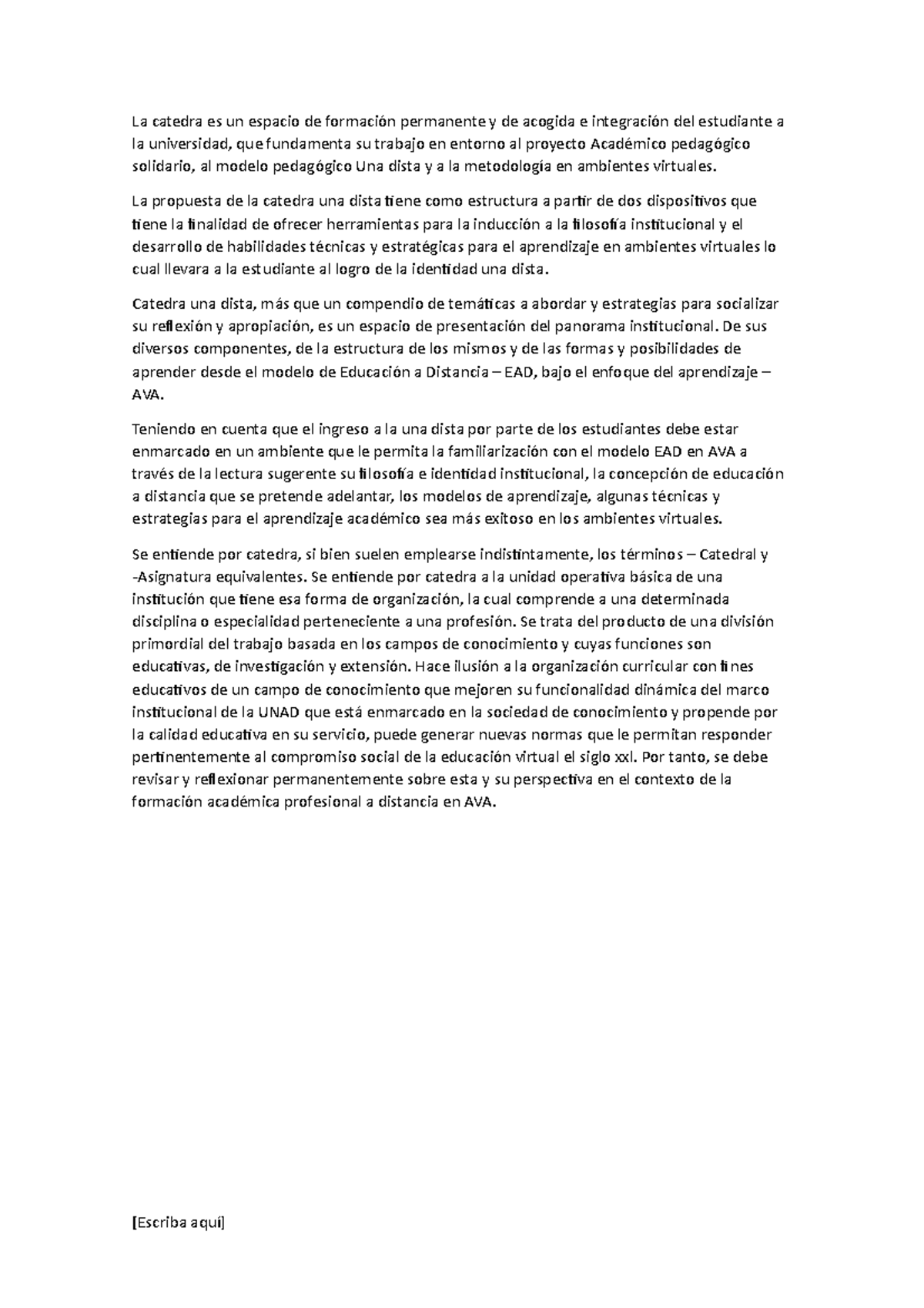 La catedra es un espacio de formación permanente y de acogida e ...