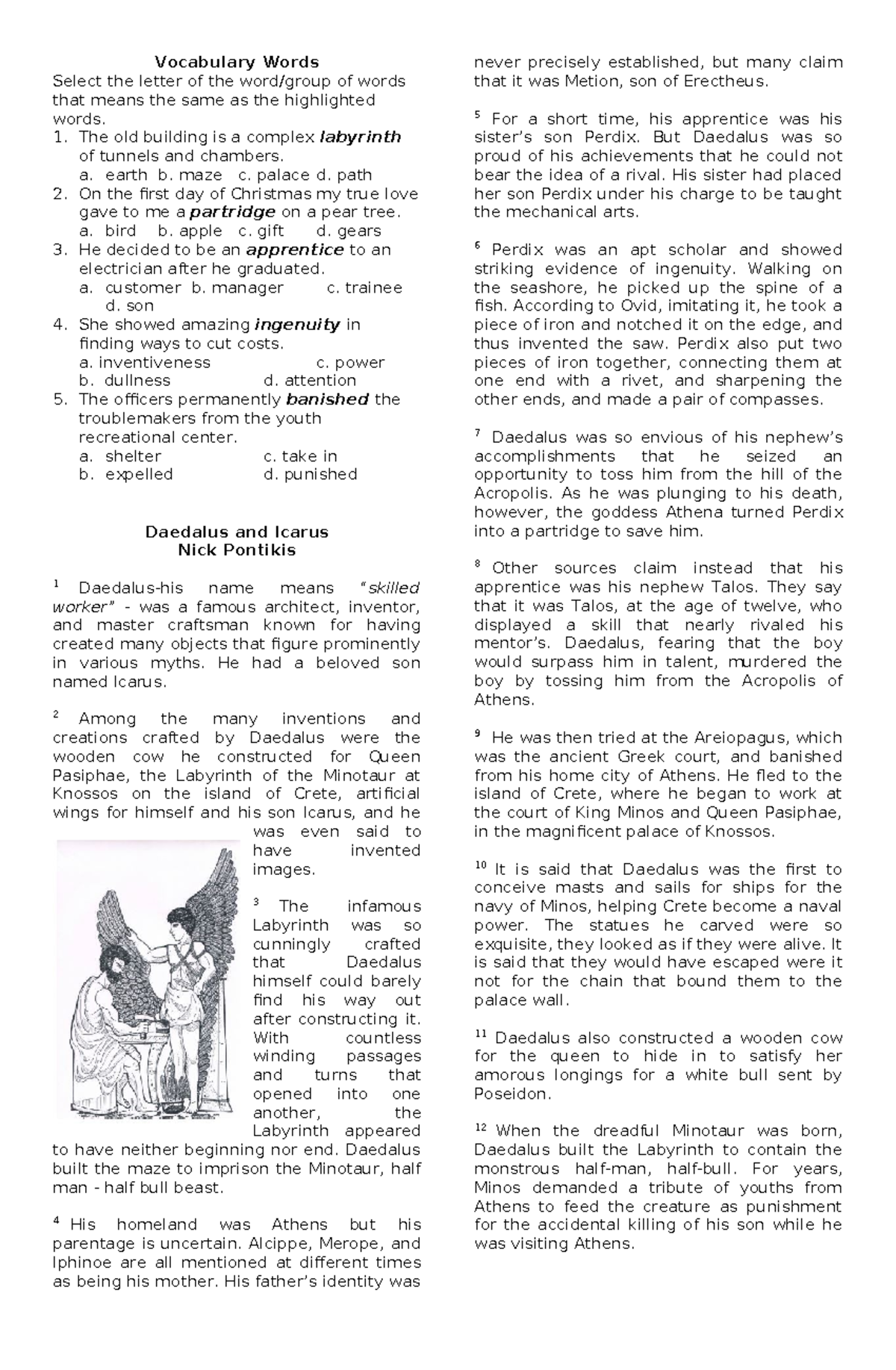 Lesson 3 Reading Texts - Vocabulary Words - Vocabulary Words Select the ...