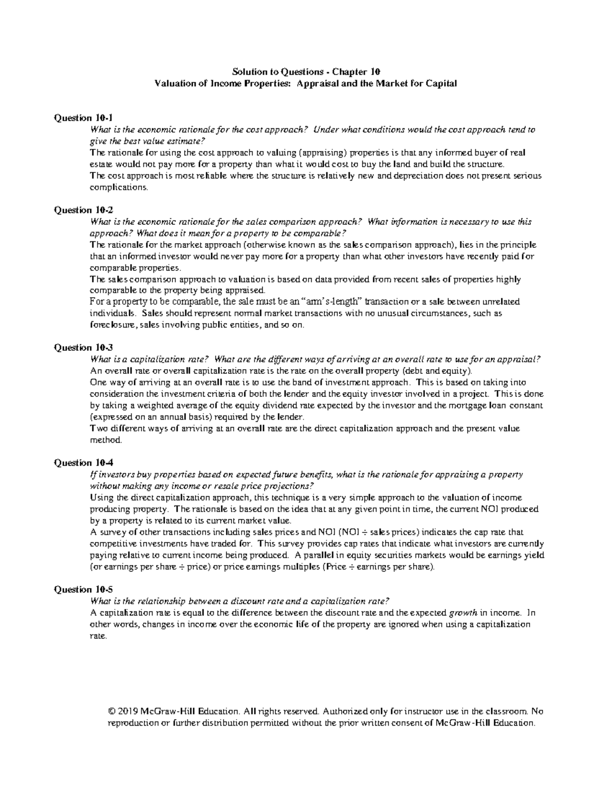 Chapter 10 - Practice economics and real estate - © 2019 McGraw-Hill ...