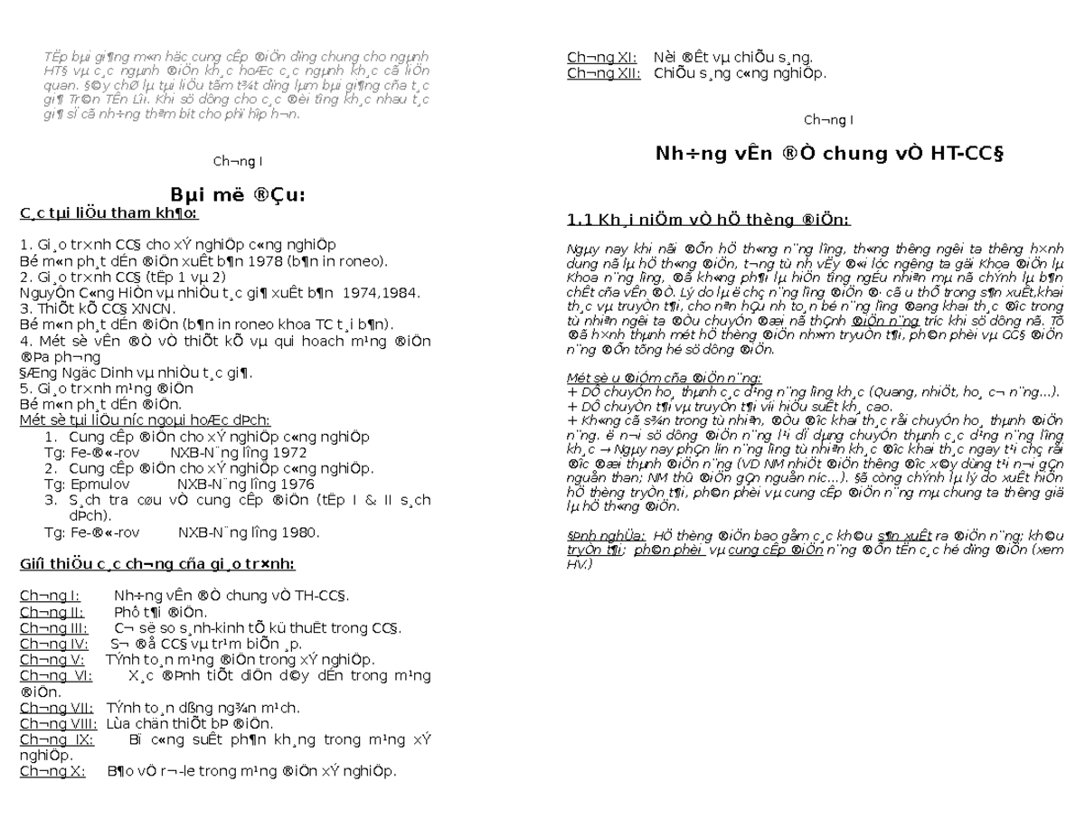 CH 1 - none - TËp bμi gi¶ng m«n häc cung cÊp ®iÖn dïng chung cho ngμnh ...