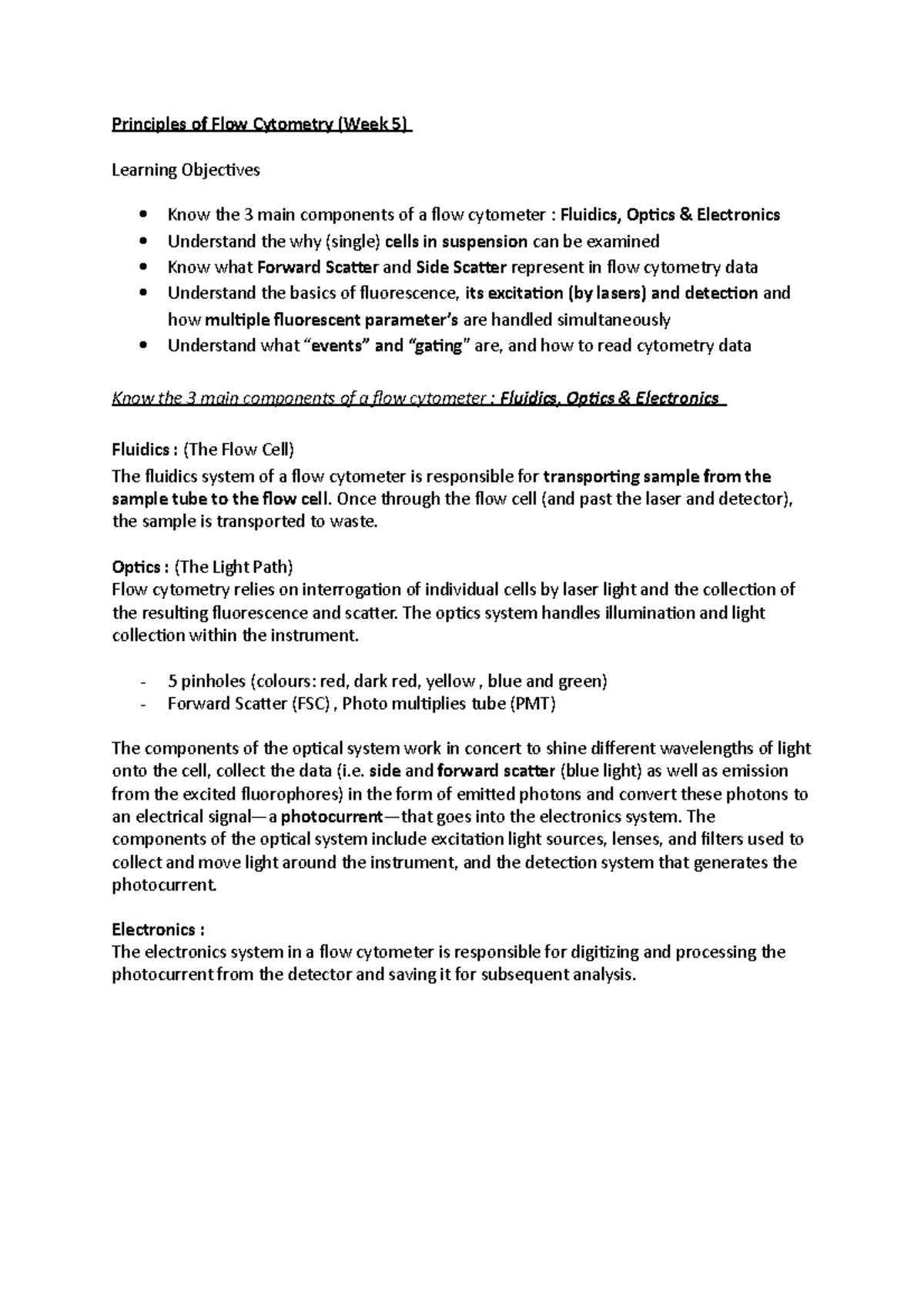 Principles of Flow Cytometry - Once through the flow cell (and past the ...
