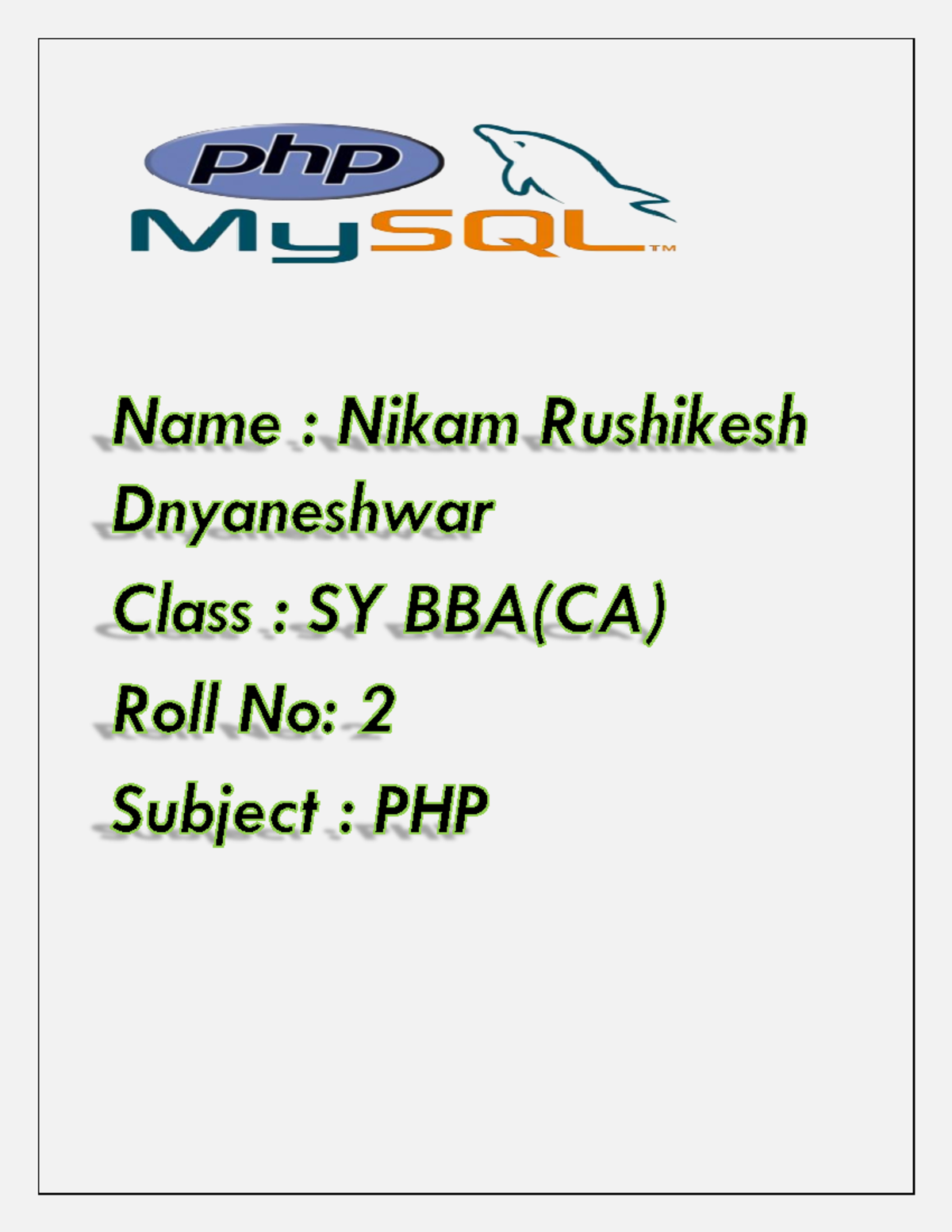 Php slip - Txtxtdutx - bachlor of coputer application(science) - Slip no - Slip - Slip - - Studocu