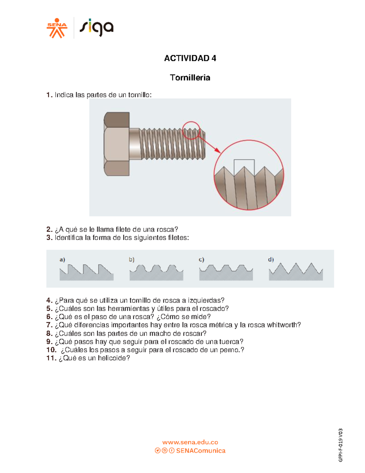 Actvidad de tornilleria - GFPI-F-019 V ACTIVIDAD 4 Tornilleria 1 ...