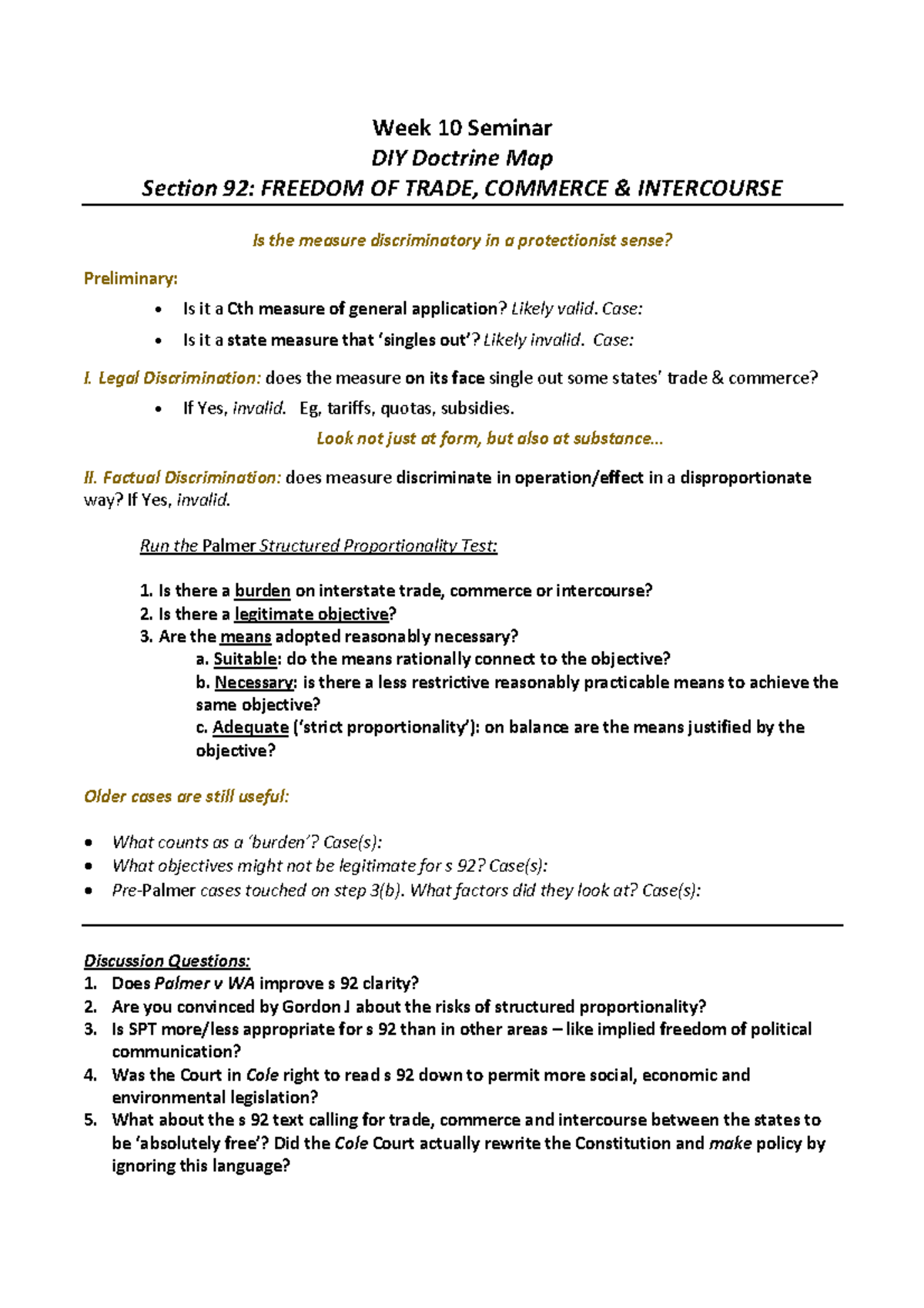 Week 10 Doctrine Map Seminar Questions - Week 10 Seminar DIY Doctrine ...