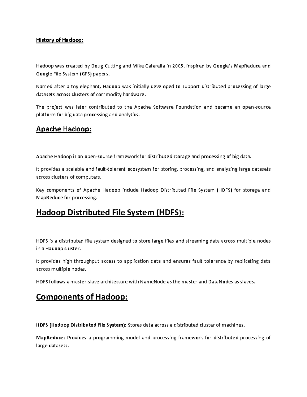 Big data unit 2 notes - History of Hadoop: Hadoop was created by Doug ...