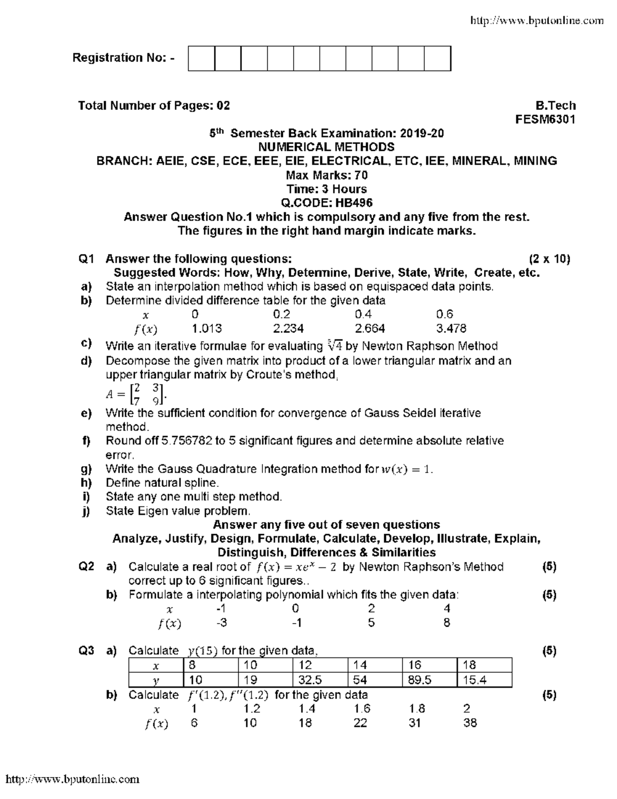PYQ Numerical Method - Studocu