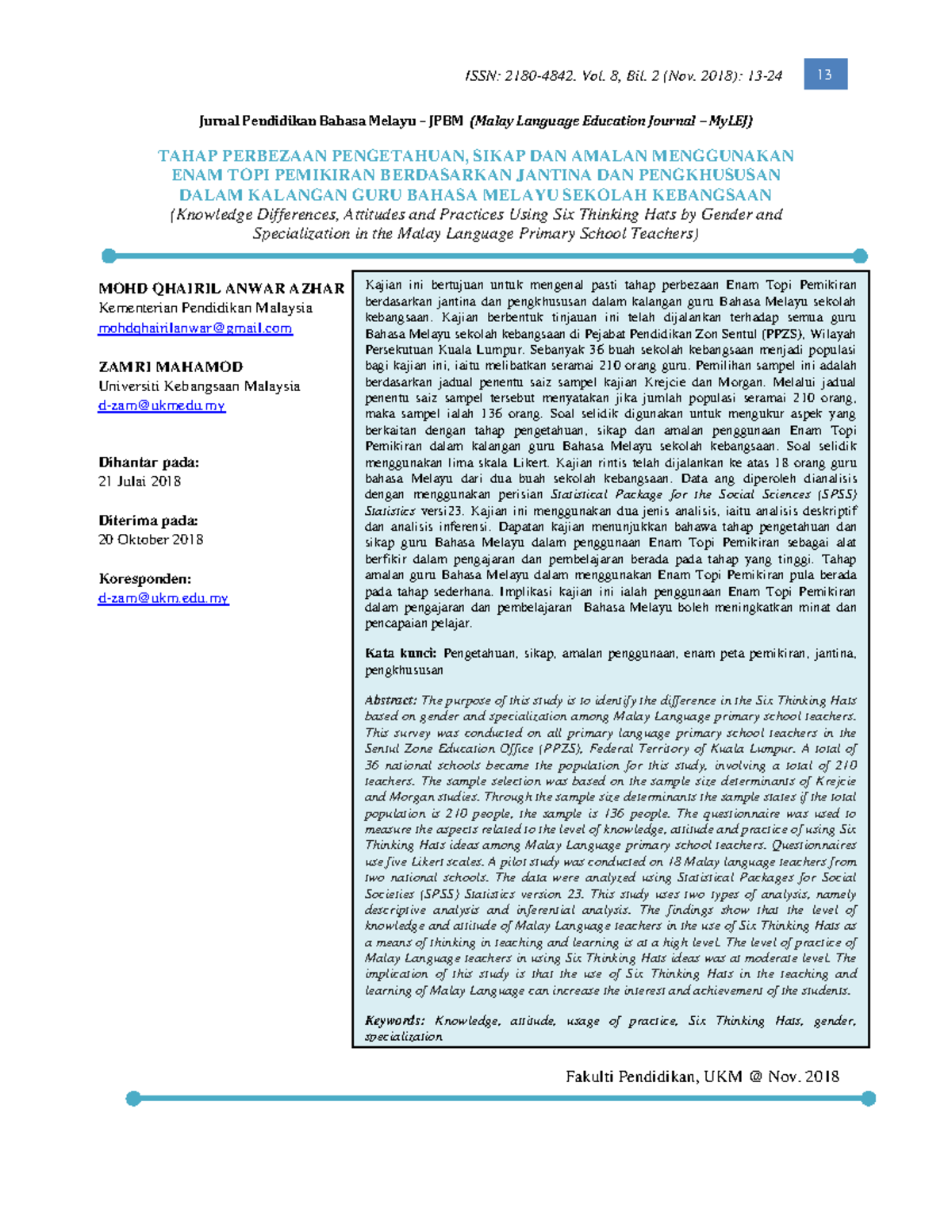 175 337 1 SM - dsasa - Jurnal Pendidikan Bahasa Melayu – JPBM (Malay Language Education Journal ...