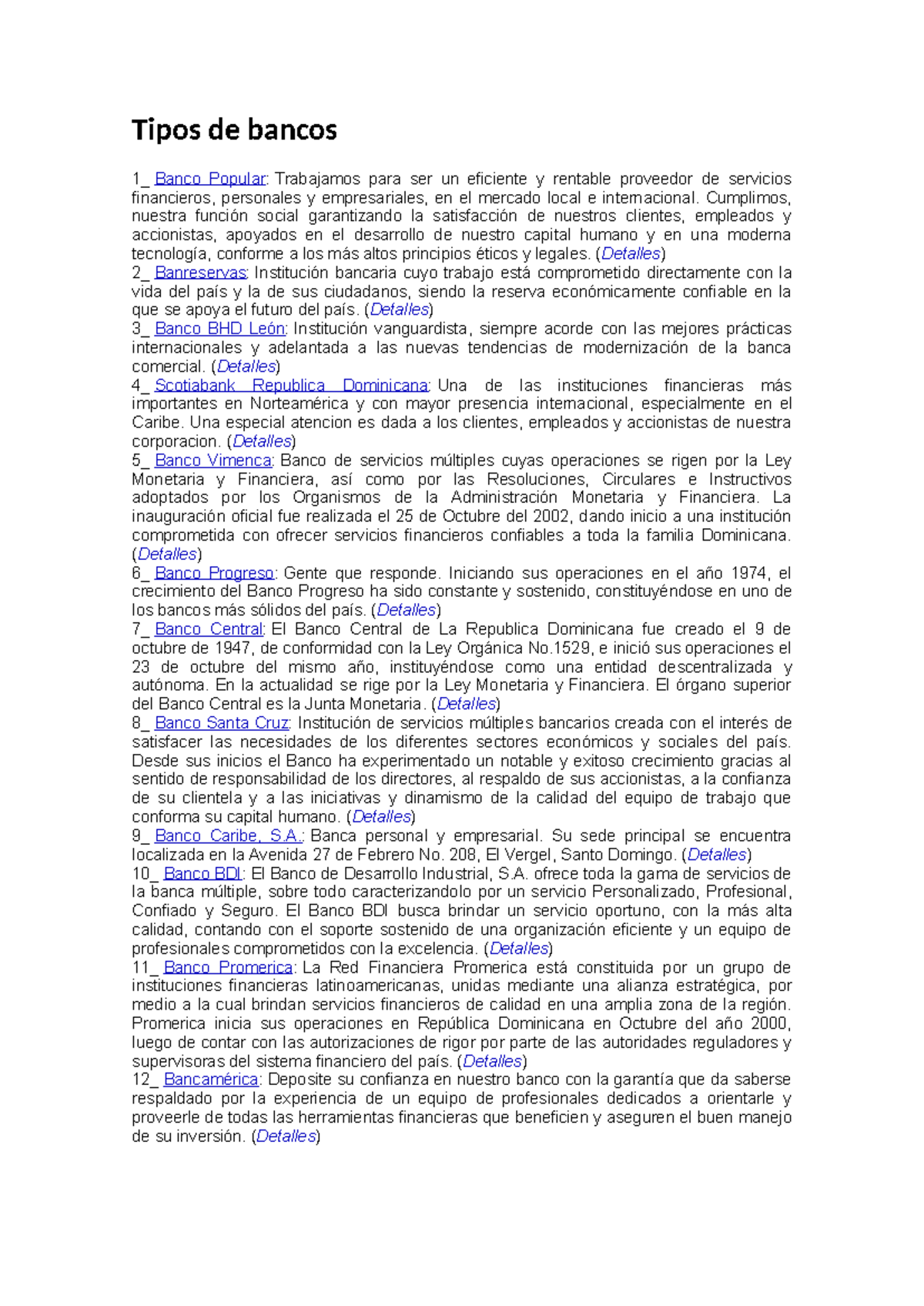 1 tipos de bancos - Material sobre la materia de Cajero bancario - Tipos de bancos 1_ Banco ...