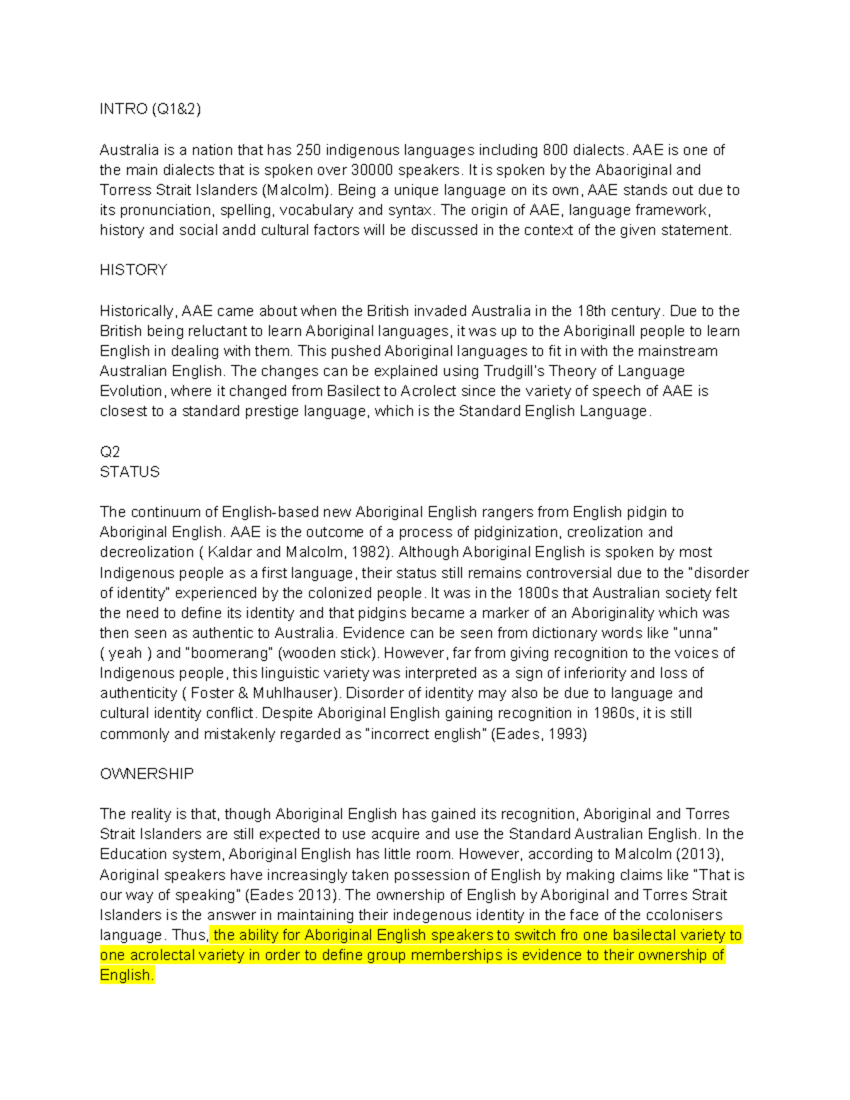 AAE Script - INTRO (Q1&2) Australia is a nation that has 250 indigenous ...