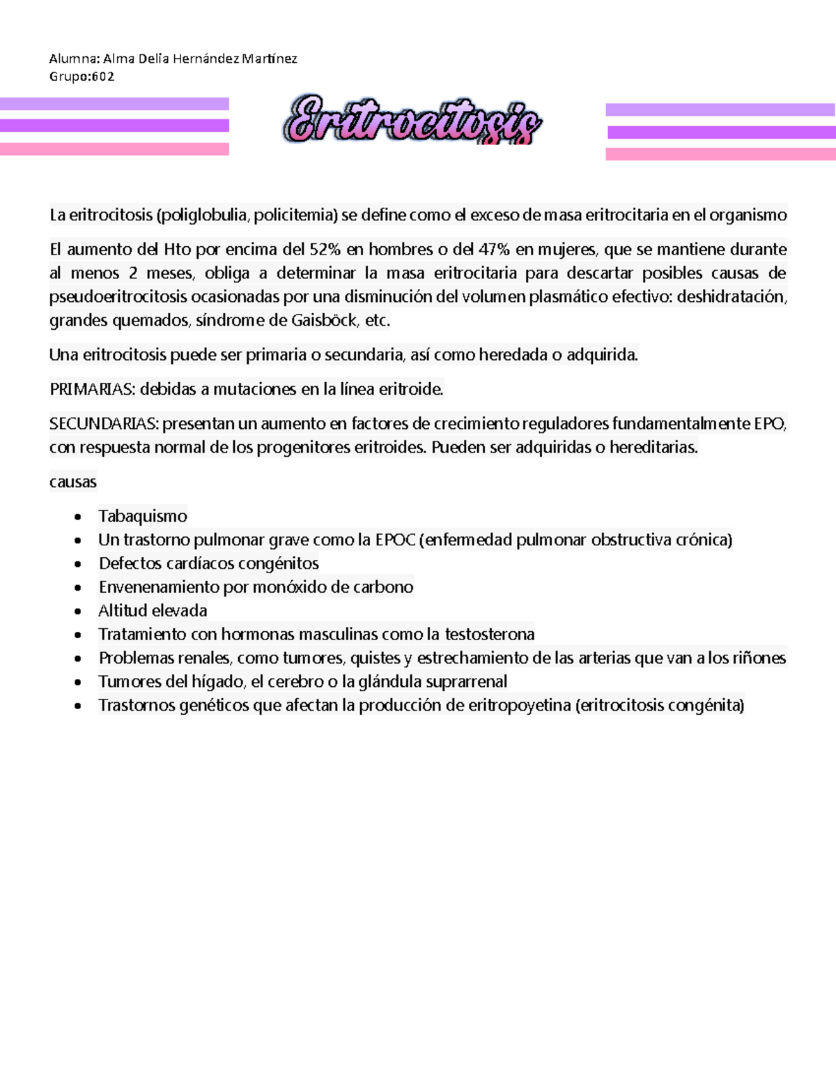 Eritrocitosis - Una eritrocitosis puede ser primaria o secundaria, así ...