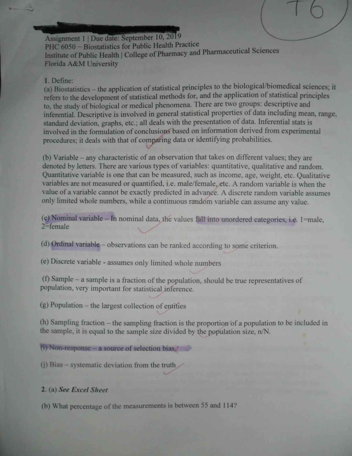 Homework Assignment 1 - PHC 6050 - Studocu