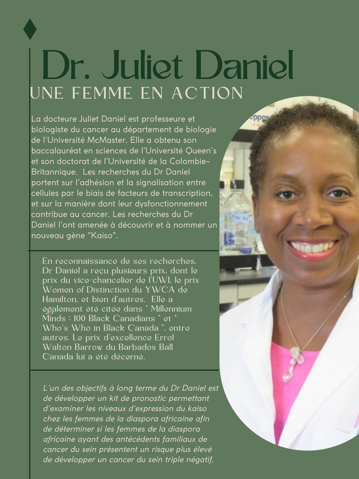 Dr. Juliet Daniel - Assignment - UNE FEMME EN ACTION La docteure Juliet ...