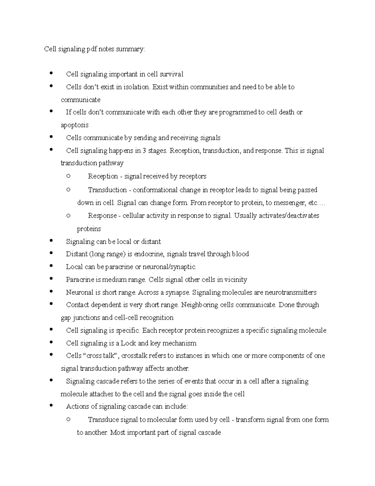 Cell signaling pdf notes summary - Cell signaling pdf notes summary ...