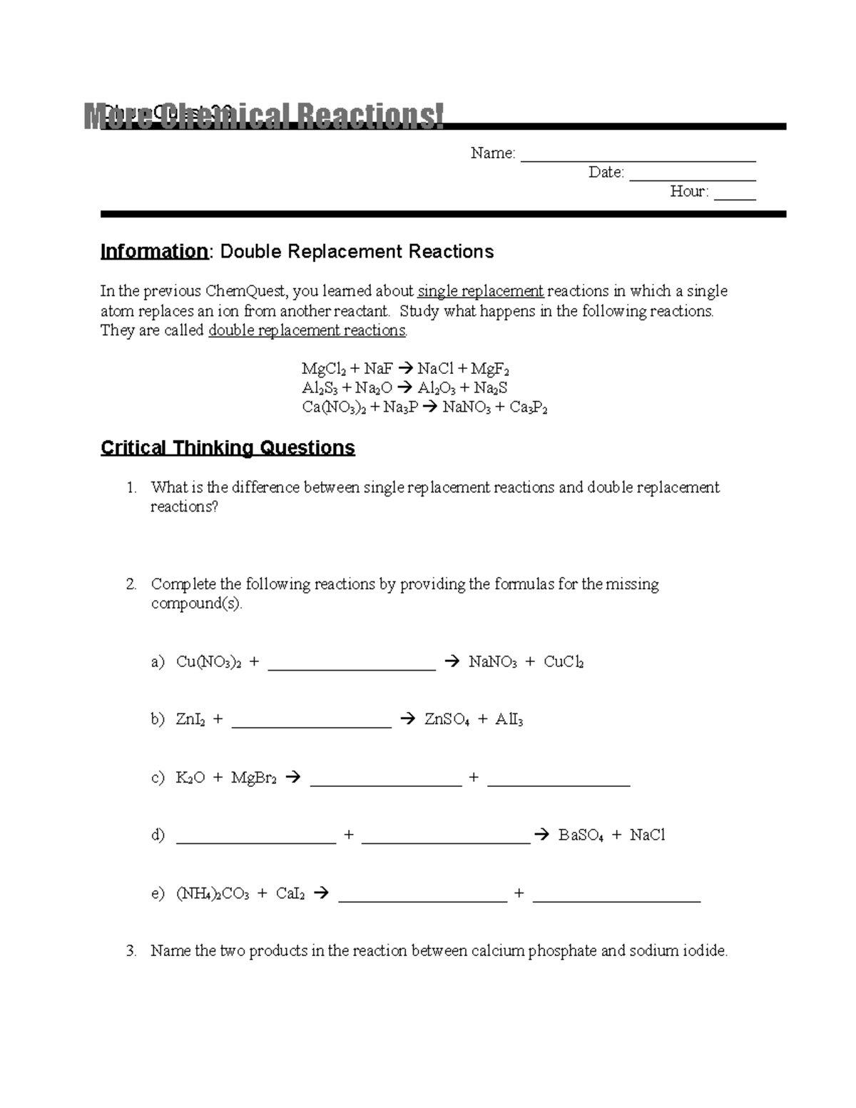 Chem Quest 36 - ChemQuest 36 Name: ____________________________ Date ...