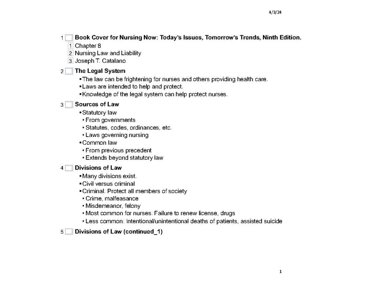 Ch08 Nursing Issues and Trends - 4/3/ 1 Book Cover for Nursing Now ...