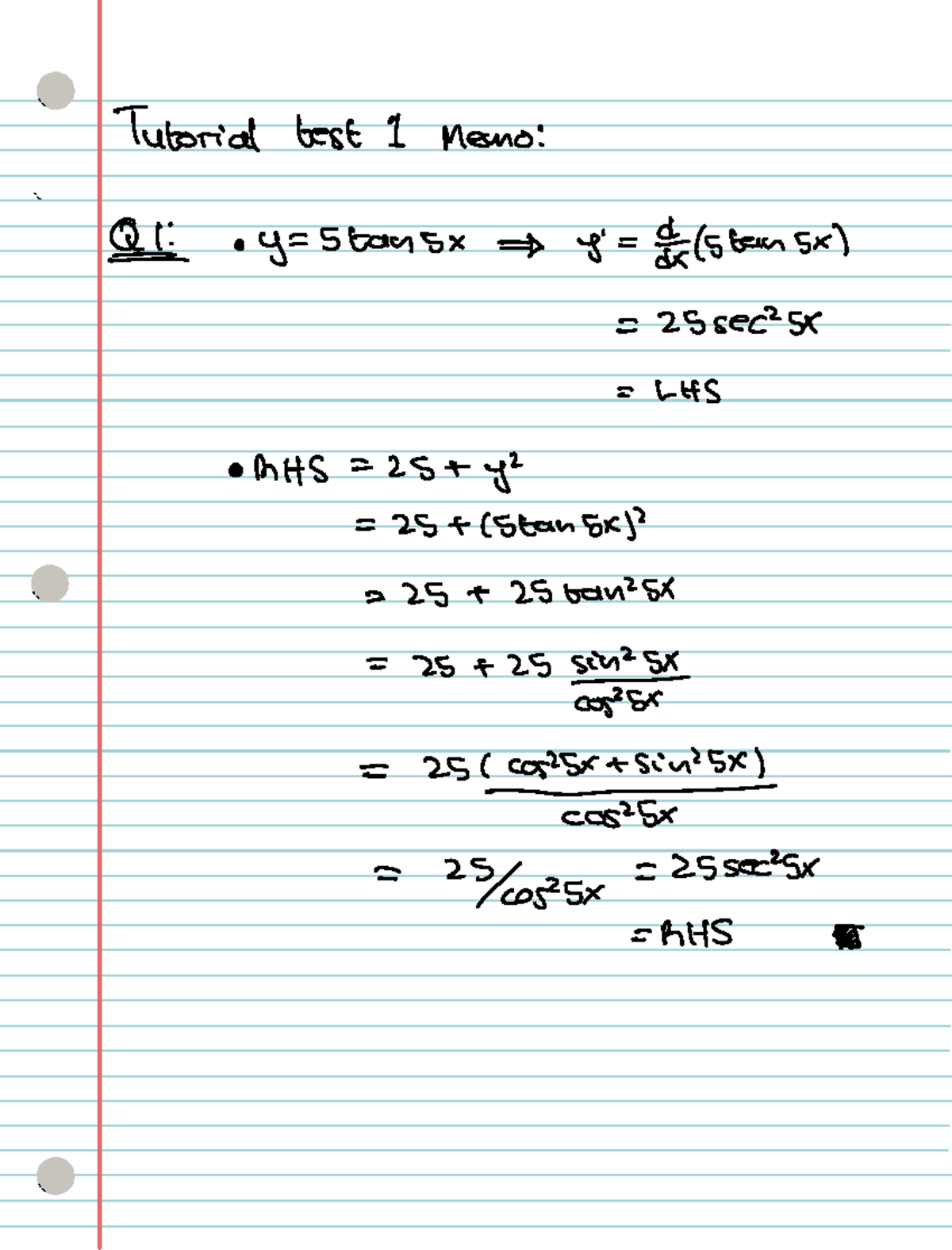 CT 1 memo - Class test memo for WTW 258 2024 - Tutorial best 1 Memo: Q ...