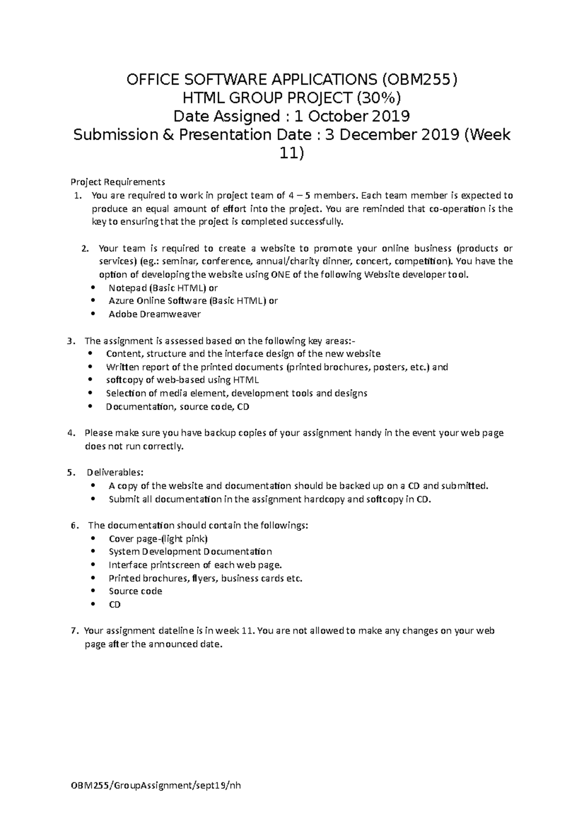 Group Assignment OBM255 - OFFICE SOFTWARE APPLICATIONS (OBM255) HTML ...