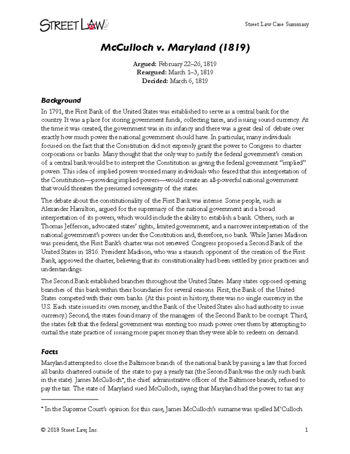 2 only background and facts mcculloch v maryland background and facts ...