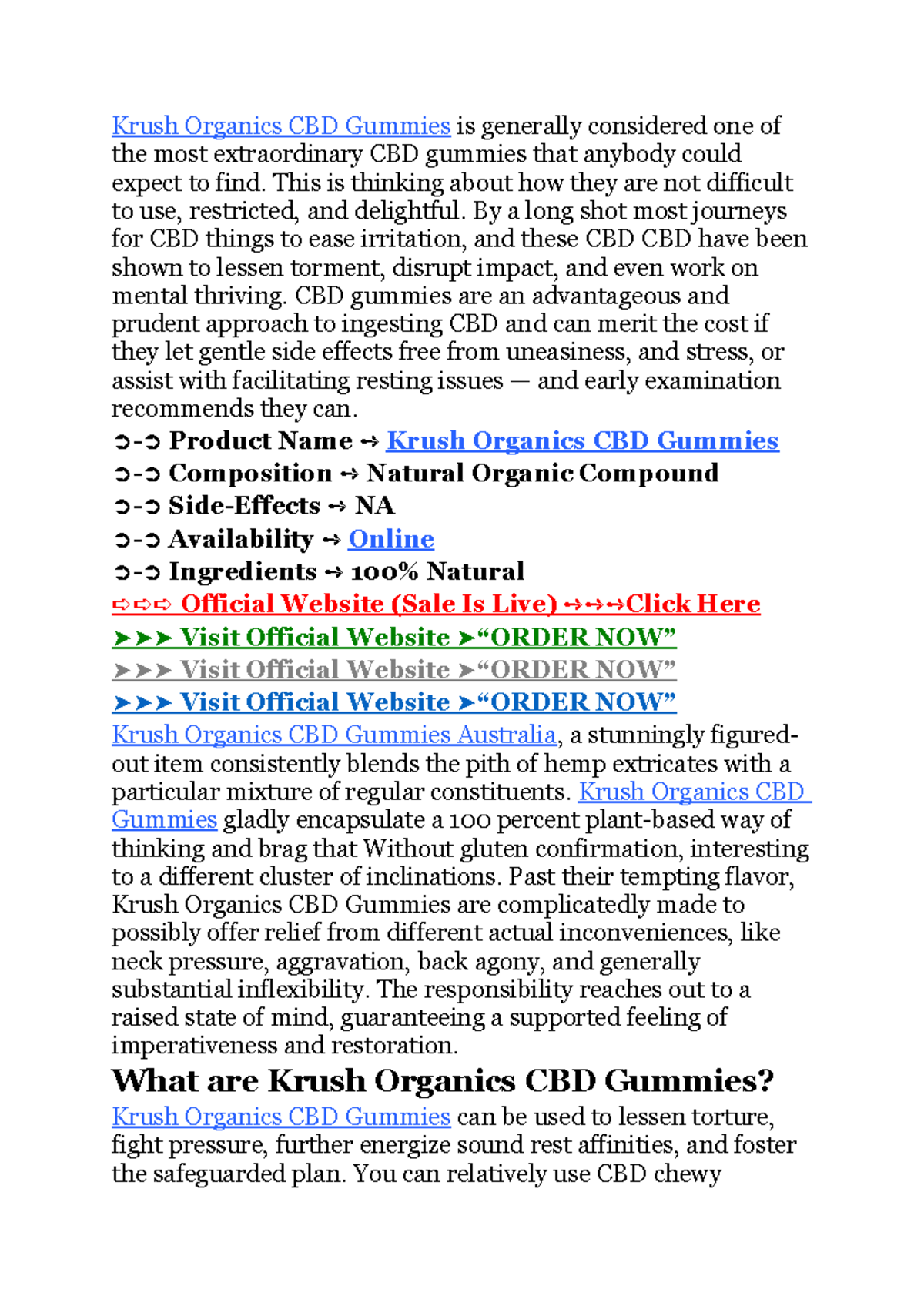 Krush Organics CBD Gummies "NEW Pain-Relief* Know Australia Reviews ...