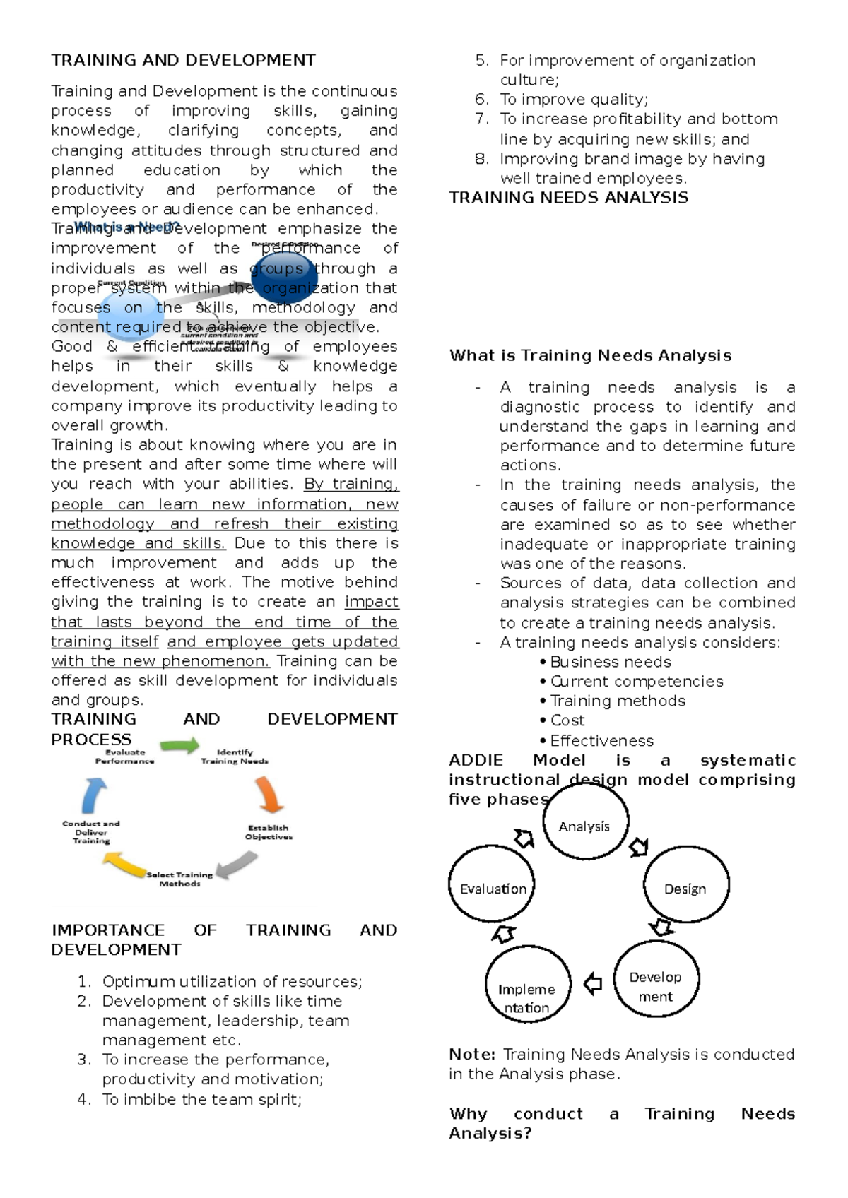 Training AND Development - TRAINING AND DEVELOPMENT Training and ...